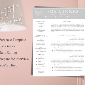 Grey Nurse Resume Template for MS WORD, CV Template Easy to Use With ...