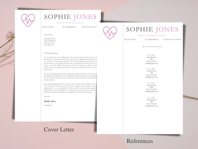 Pink Nurse Resume Template for MS WORD, CV Template Easy to Use With ...