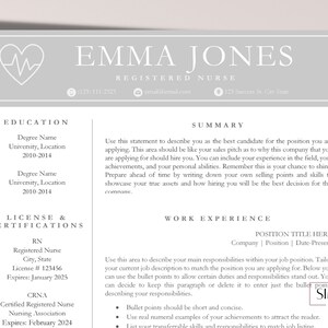 Grey Nurse Resume Template for MS WORD, CV Template Easy to Use With ...