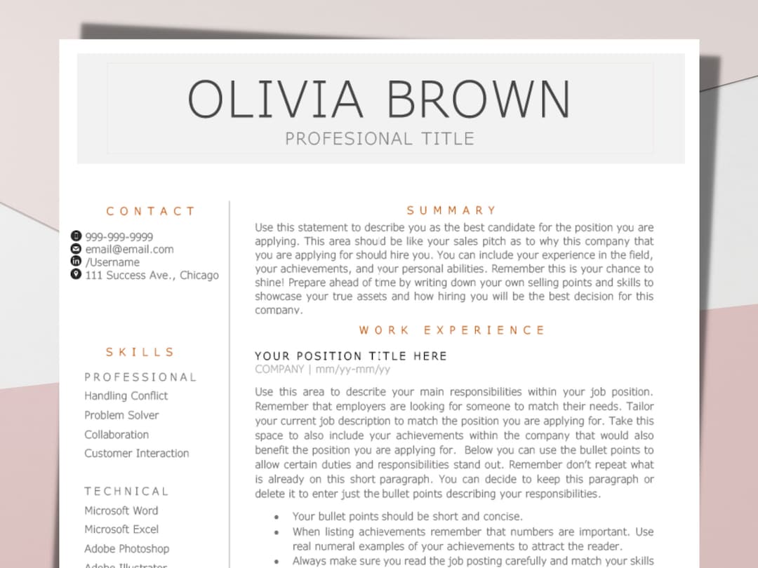 Creative Resume Template WORD Bundle With Cover Letter, Reference Page ...
