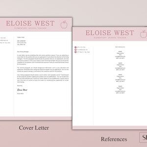 Modern Resume Template for Teachers, Professional WORD Template, 1 & 2 ...
