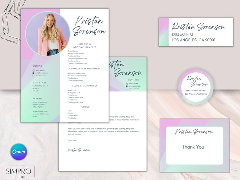 Colorful Sorority Resume Template for Canva, Full Sorority Rush Packet ...