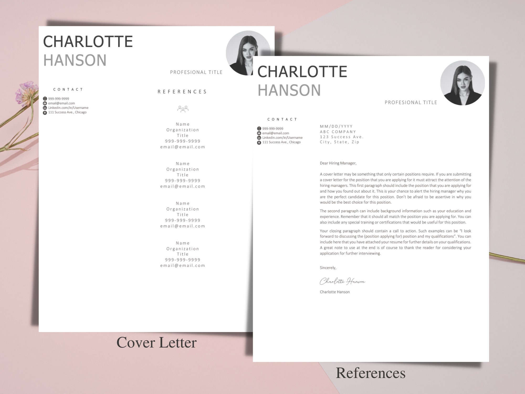 Modern Resume Template for WORD 1 & 2 Page Resume CV Bundle - Etsy