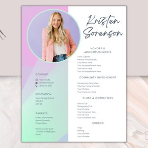 Colorful Sorority Resume Template for Canva, Full Sorority Rush Packet ...