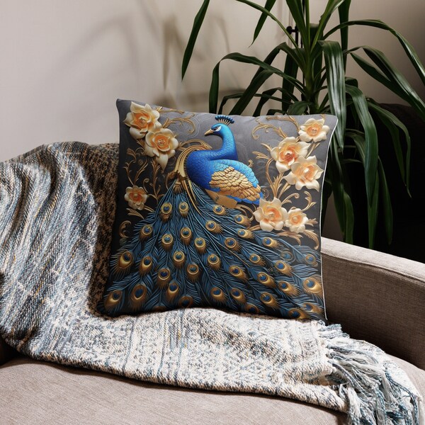 Peacock Pillow - Etsy