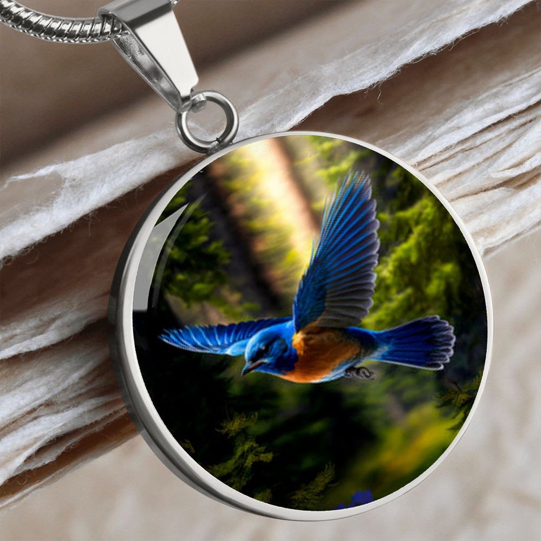 Personalized Blue Bird Necklace Bird Necklace Bird Gift - Etsy