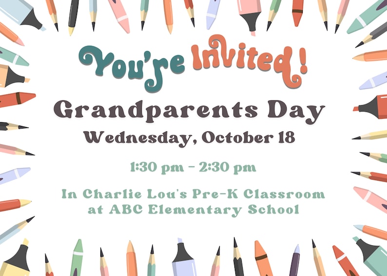 Grandparents Day Invitation - INSTANT DOWNLOAD - EDITABLE Text ...