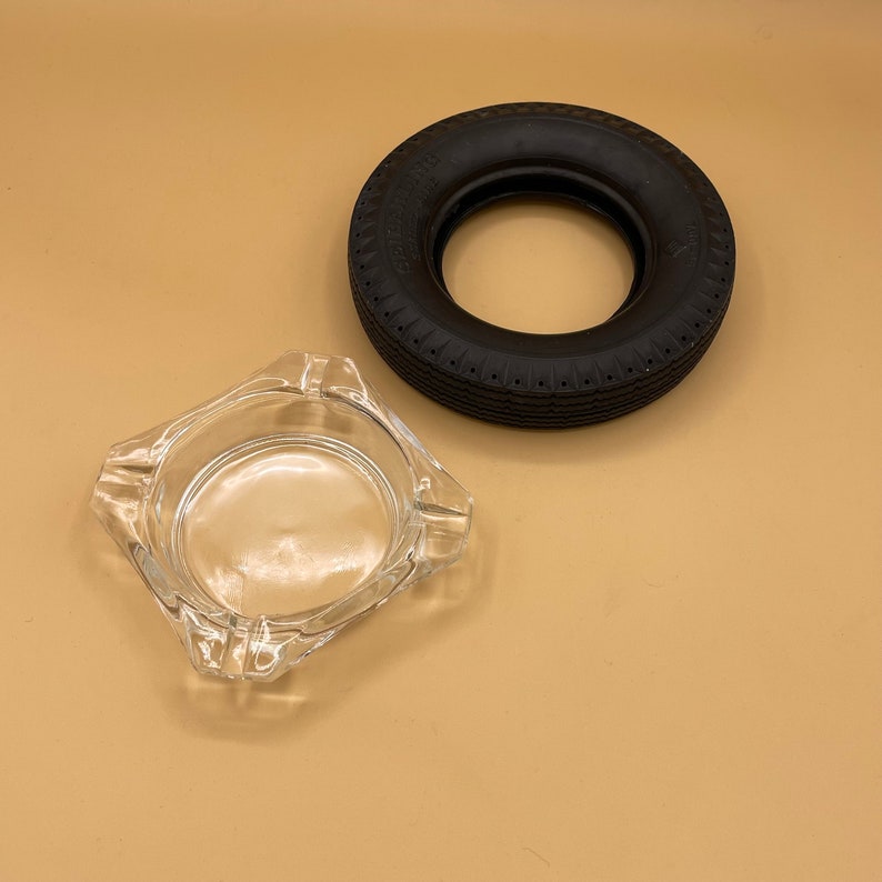 Retro Square Clear Glass Rubber Tire Ashtray Collectible - Etsy