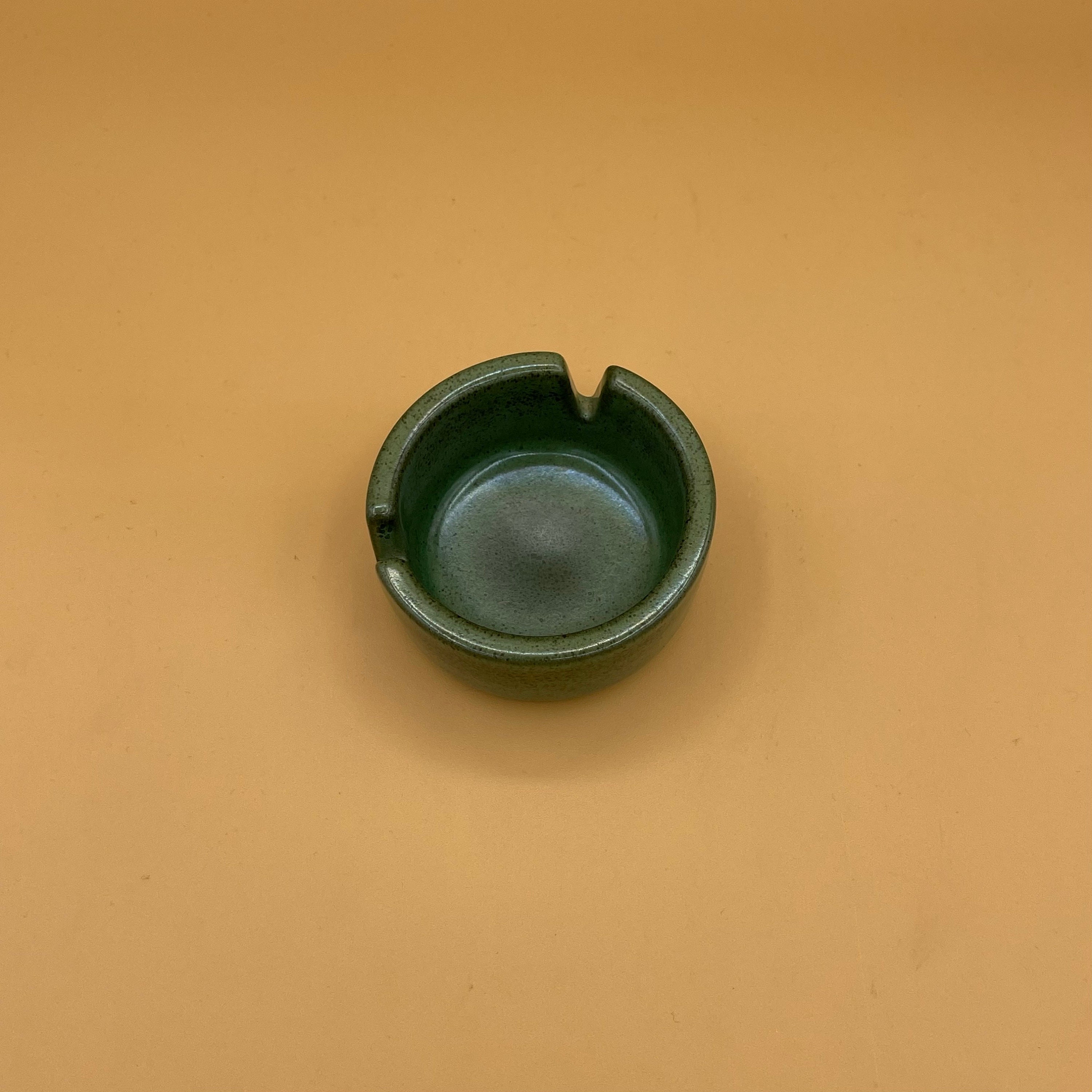 Small Tiny Green Round Pottery Ceramic Vintage Ashtray - Etsy