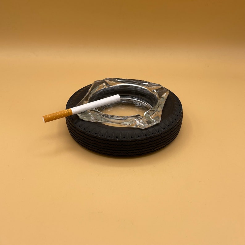 Retro Square Clear Glass Rubber Tire Ashtray Collectible - Etsy