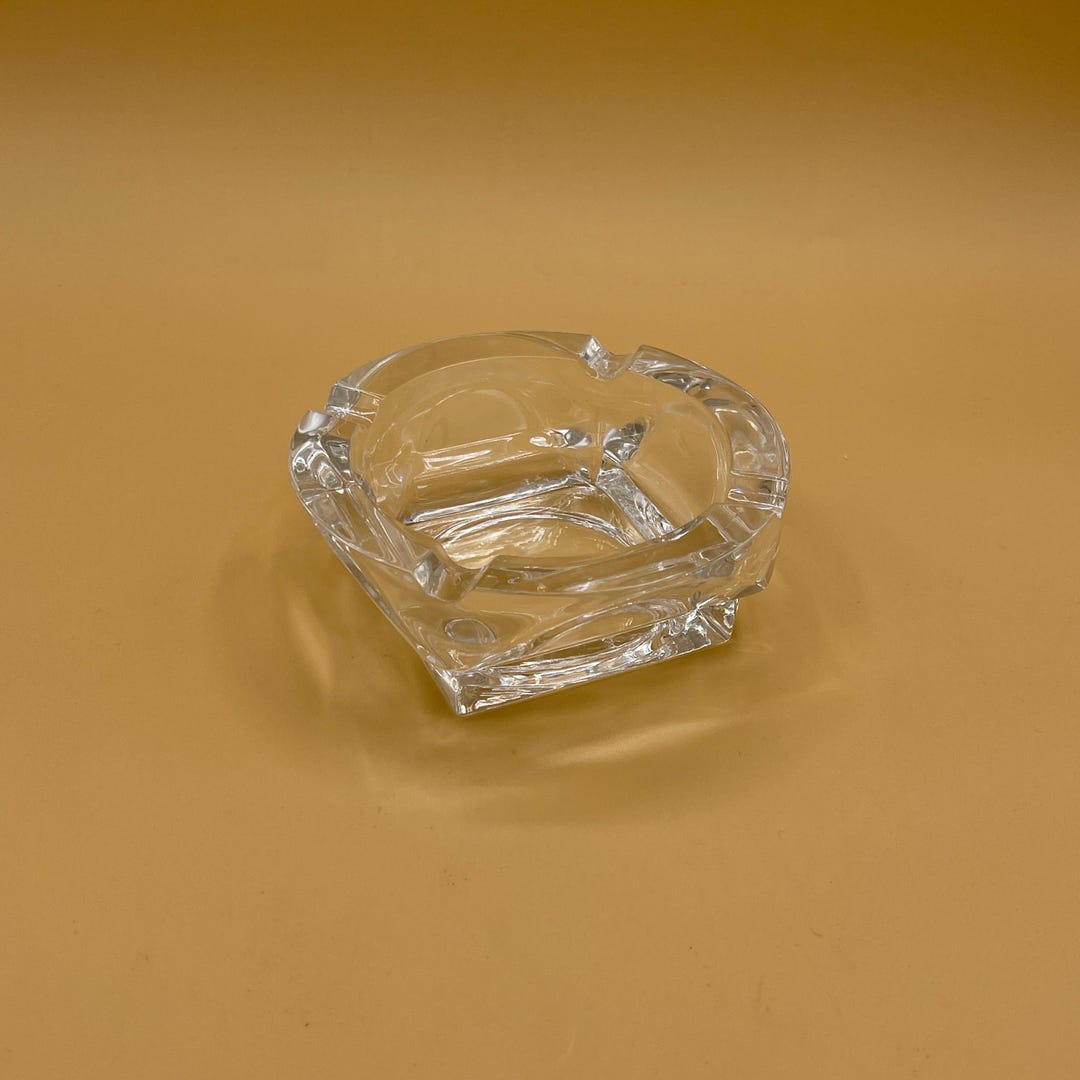 Vintage Heavy Thick Simple Round Glass Ashtray With Square Base - Etsy