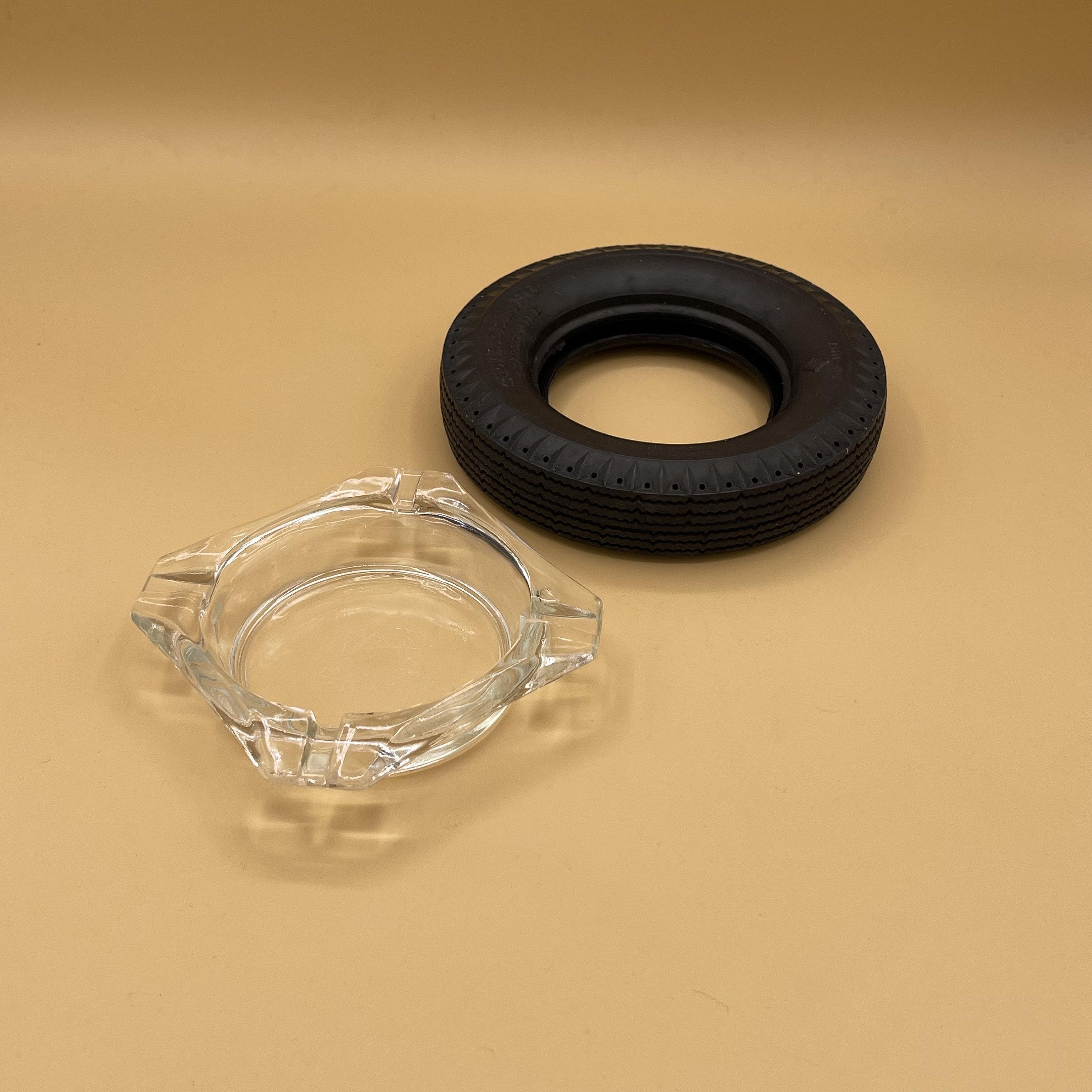 Retro Square Clear Glass Rubber Tire Ashtray Collectible - Etsy