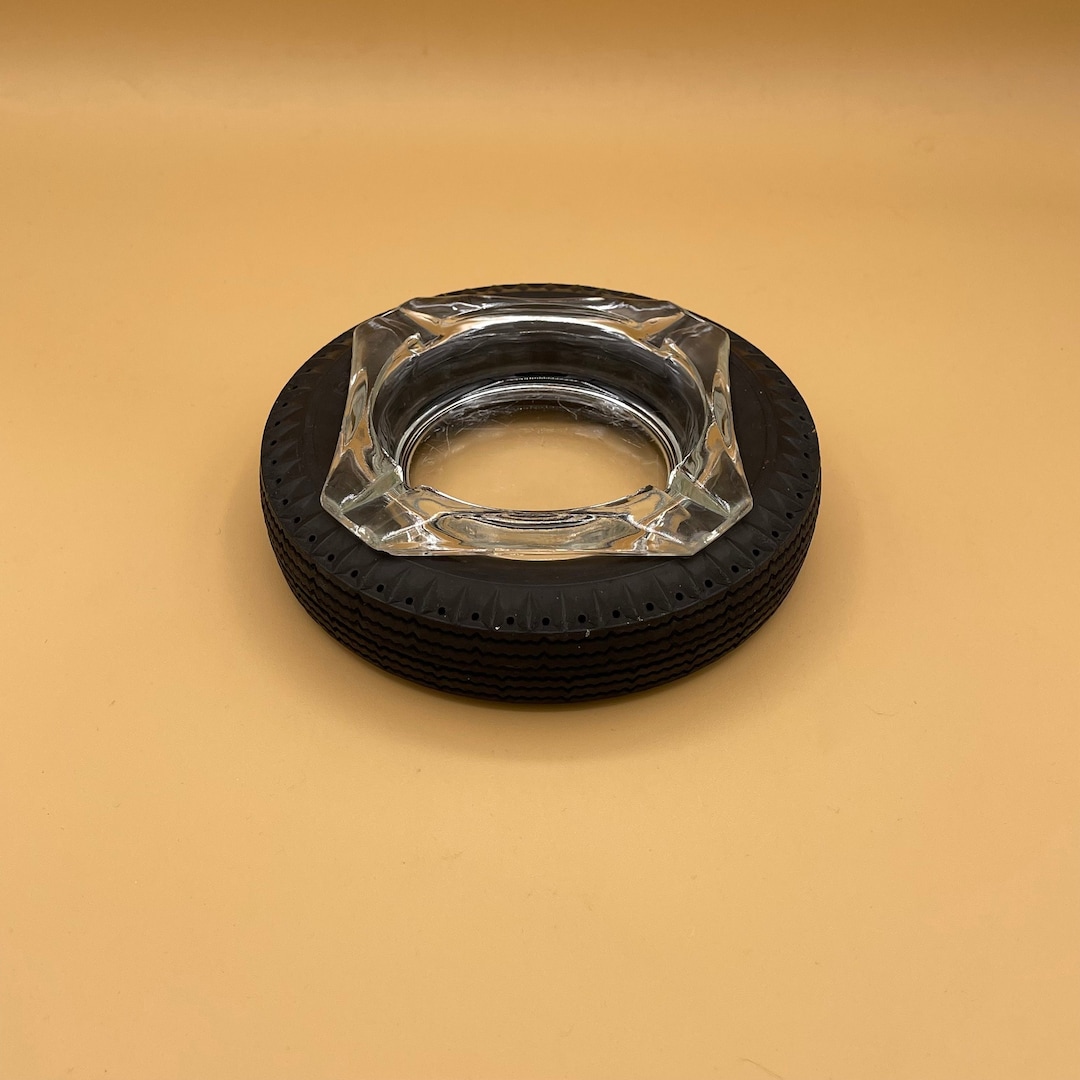 Retro Square Clear Glass Rubber Tire Ashtray Collectible - Etsy