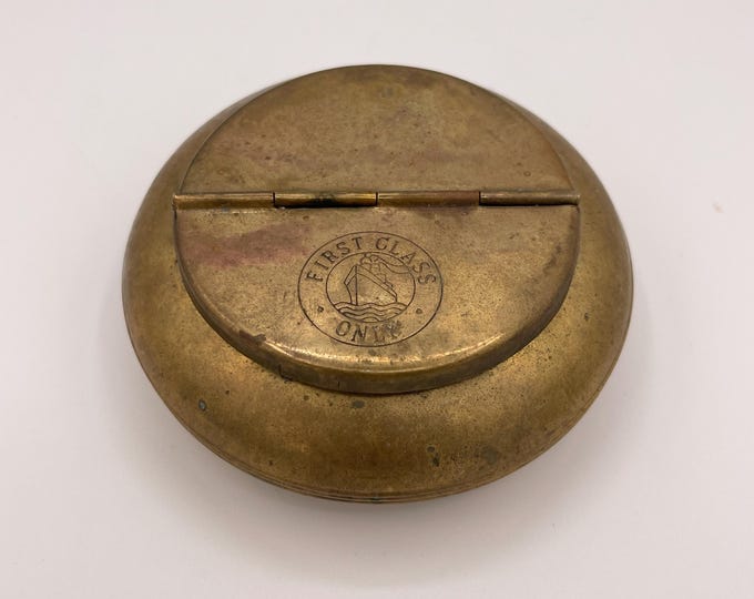 Rare Antique Brass Flip Top Ocean Liner Ashtray - First Class Only Ship ...