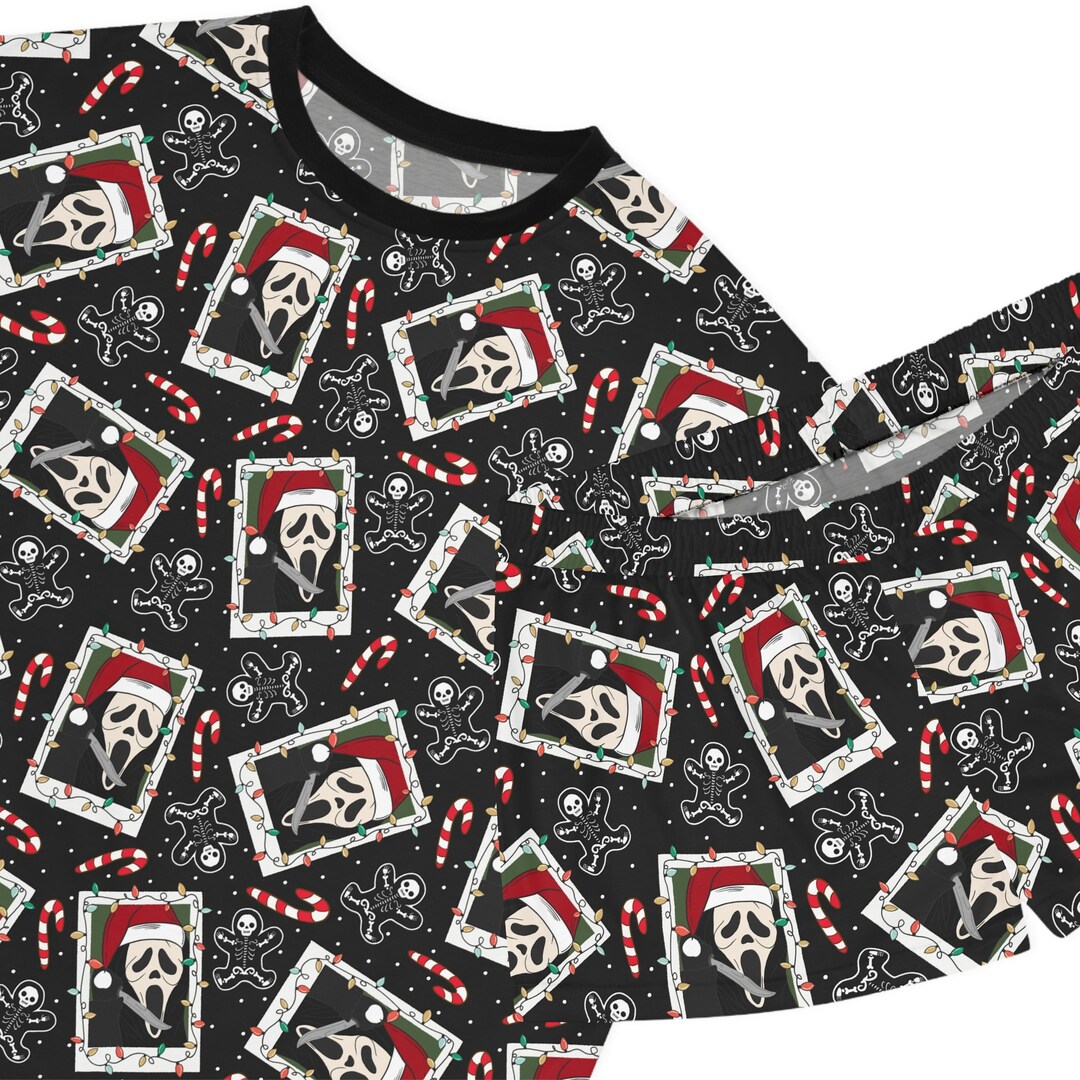 Ghostface Christmas Pajama Set Gothic Scream Christmas Pj Horror Christmas Sleepwear Dark