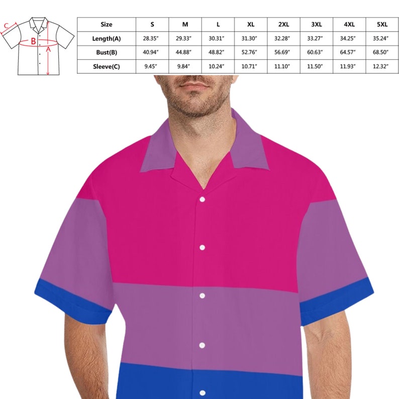 Bisexual Hawaiian Shirt Bisexual Flag Shirt LGBTQIA Pride - Etsy