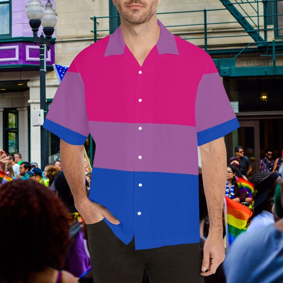 Bisexual Hawaiian Shirt, Bisexual Flag Shirt, LGBTQIA Pride Shirt ...