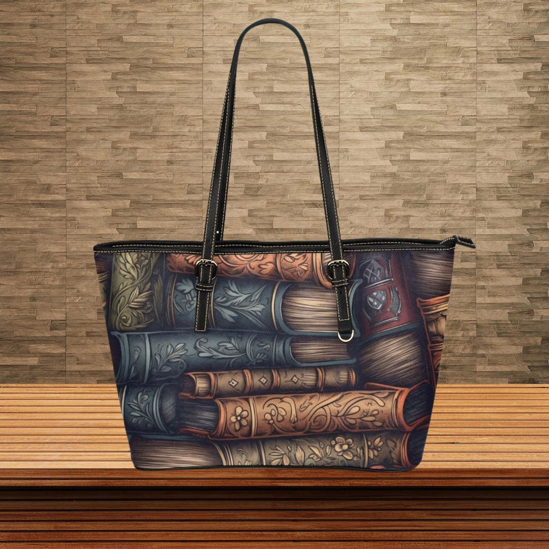 Vintage Book Stacks Shoulder Bag for Book Enthusiasts and Literary ...