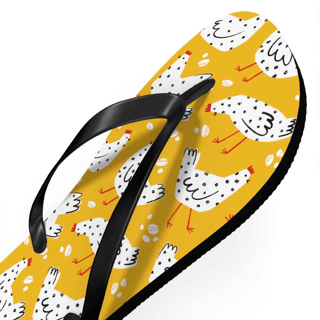 Chicken Lady Flip Flops, Chicken Mom Flip Flops, Chicken Lover, Beach ...