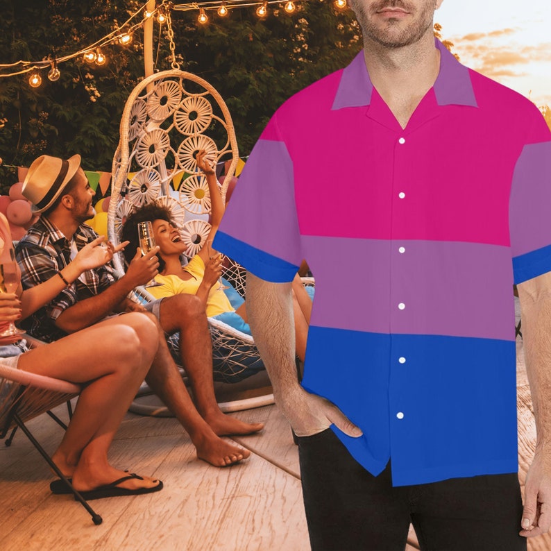 Bisexual Hawaiian Shirt, Bisexual Flag Shirt, LGBTQIA Pride Shirt ...