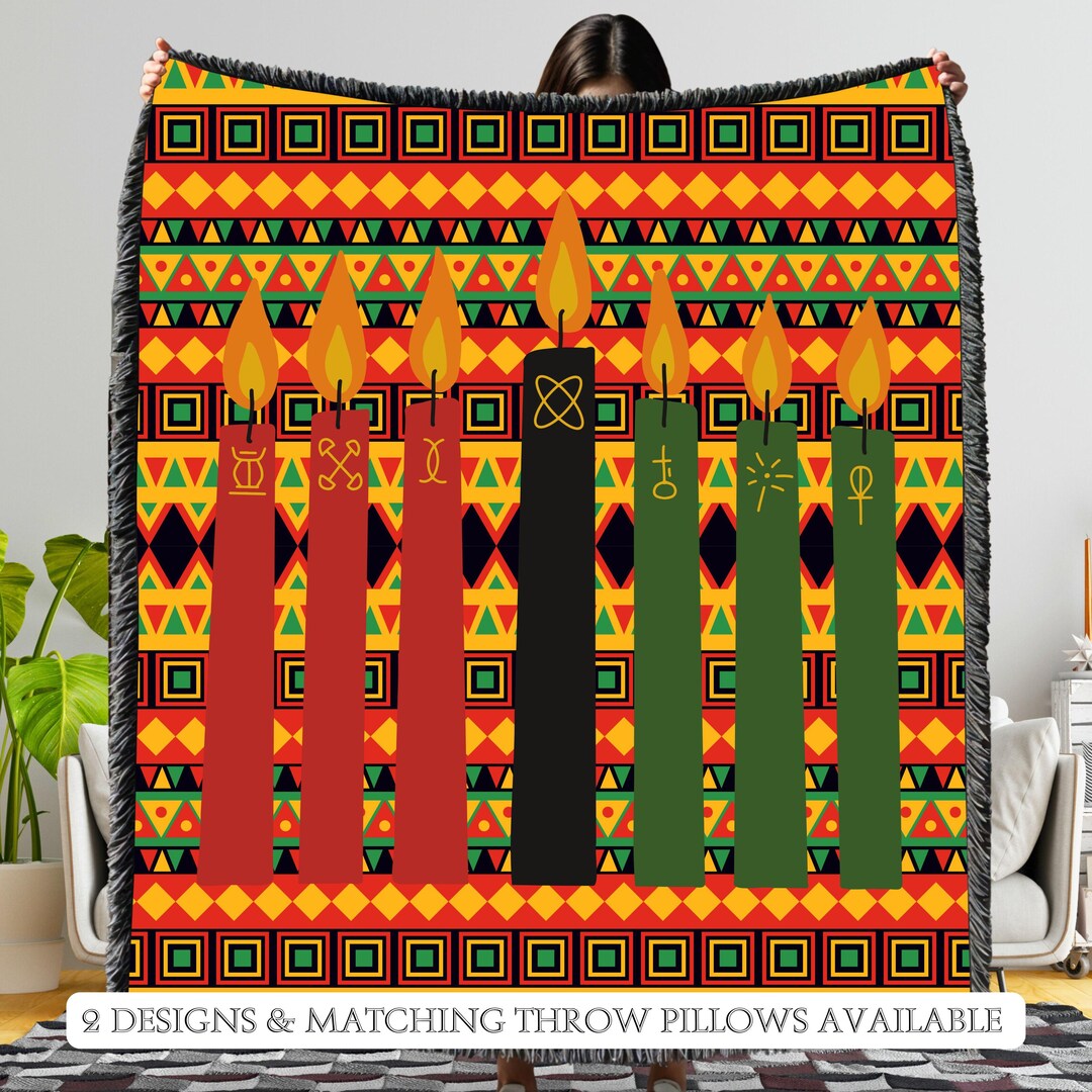 Kwanzaa Woven Blankets and Matching Throw Pillow, Seven Principles ...
