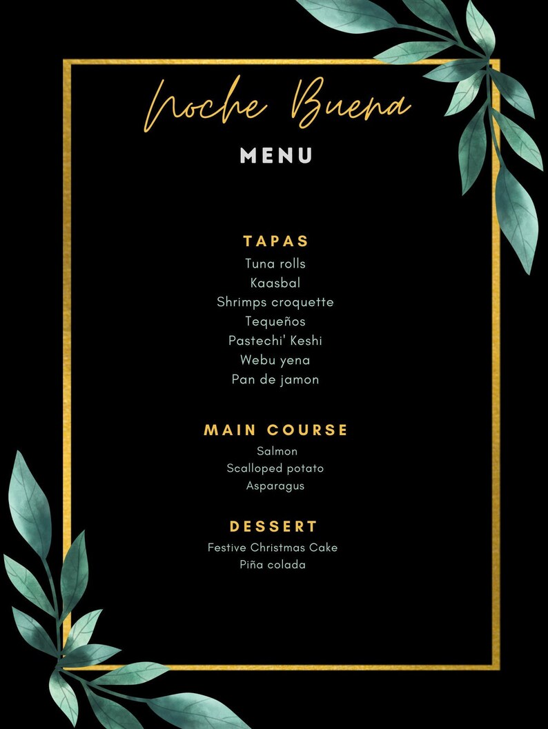 Dinner Menu Template - Etsy