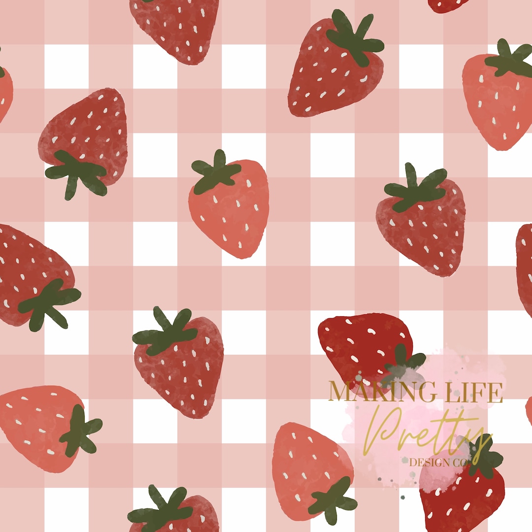 Strawberry Seamless File Strawberry Plaid Repeat Pattern Summer ...