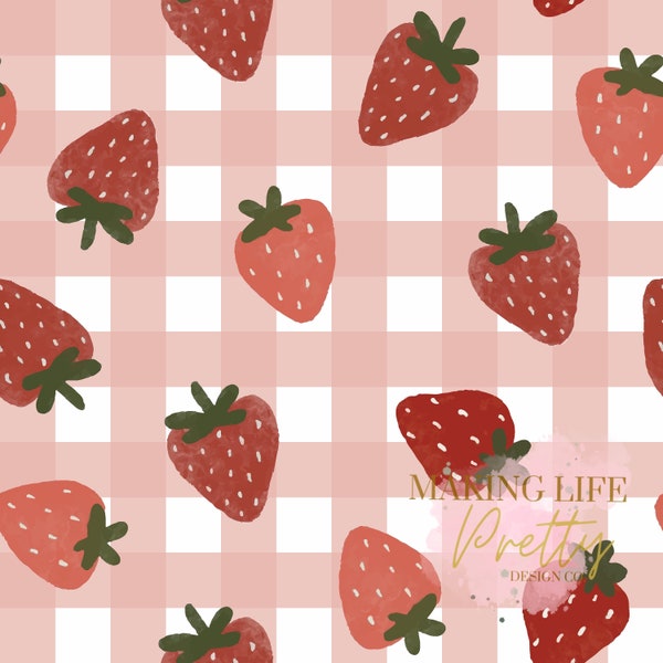 Strawberry Design Fabric - Etsy