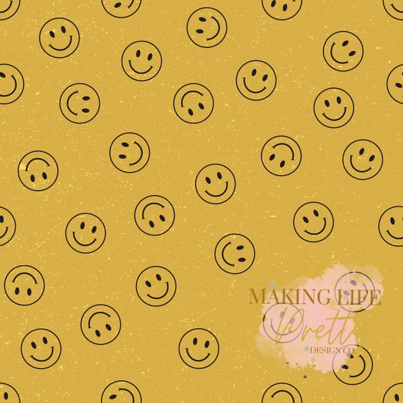 Smiley Face Seamless Pattern Happy Face Design Fabric - Etsy