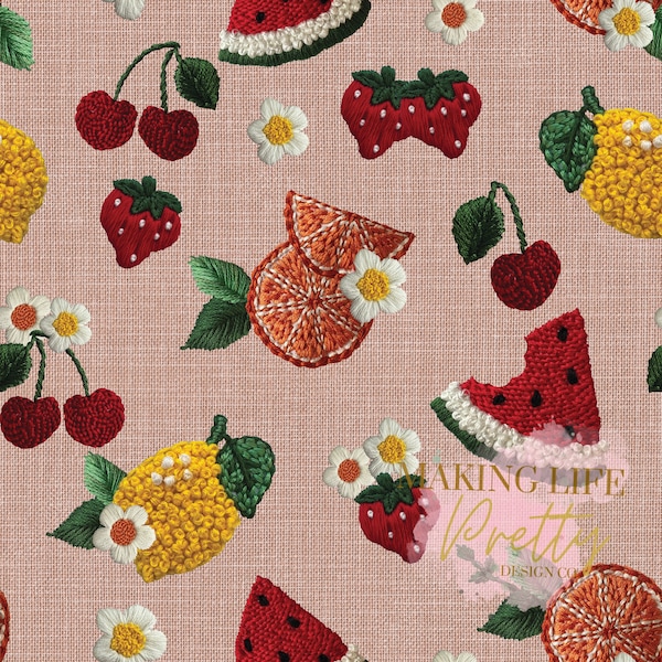 Embroidered Fruit - Etsy