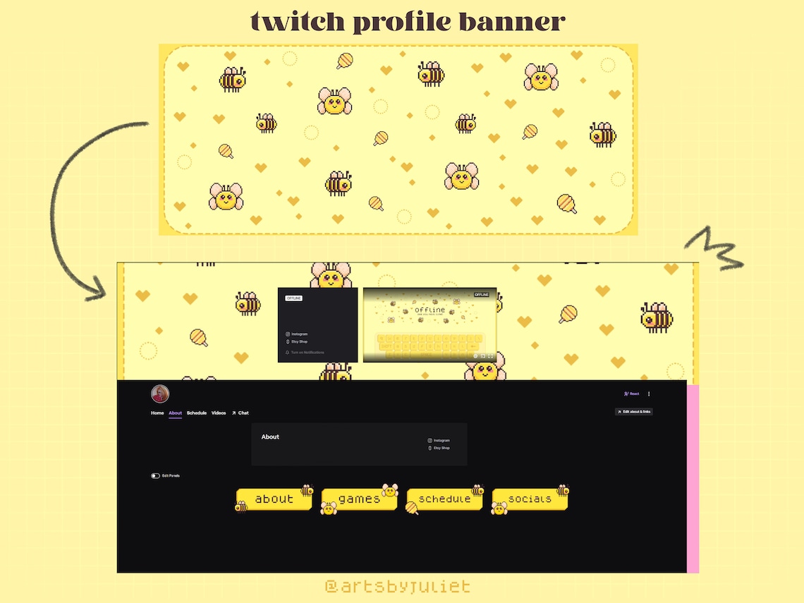 Animated Bee Stream Overlay Twitch Overlay Package Pixel Overlay Twitch ...