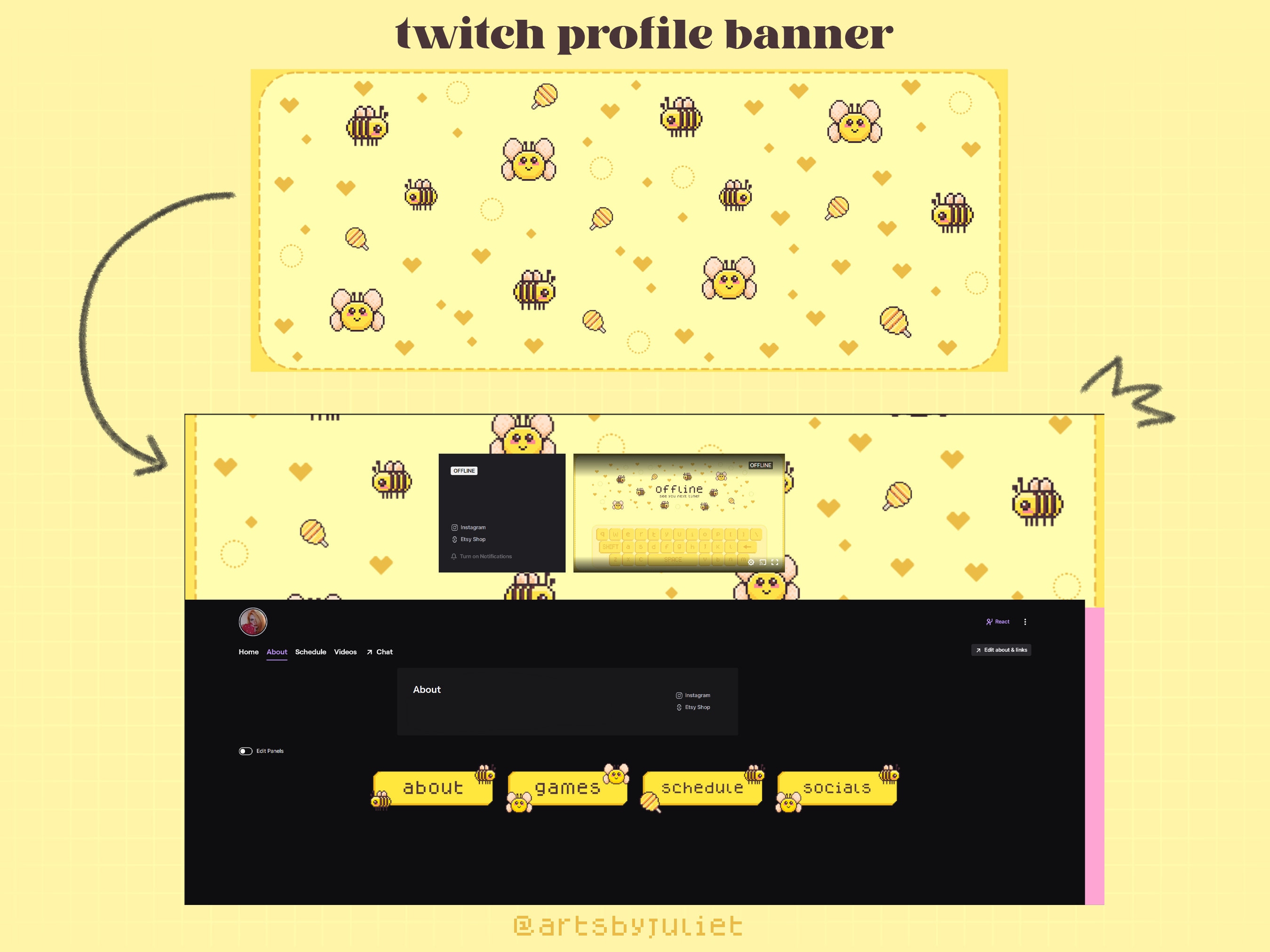 Animated Bee Stream Overlay Twitch Overlay Package Pixel Overlay Twitch ...
