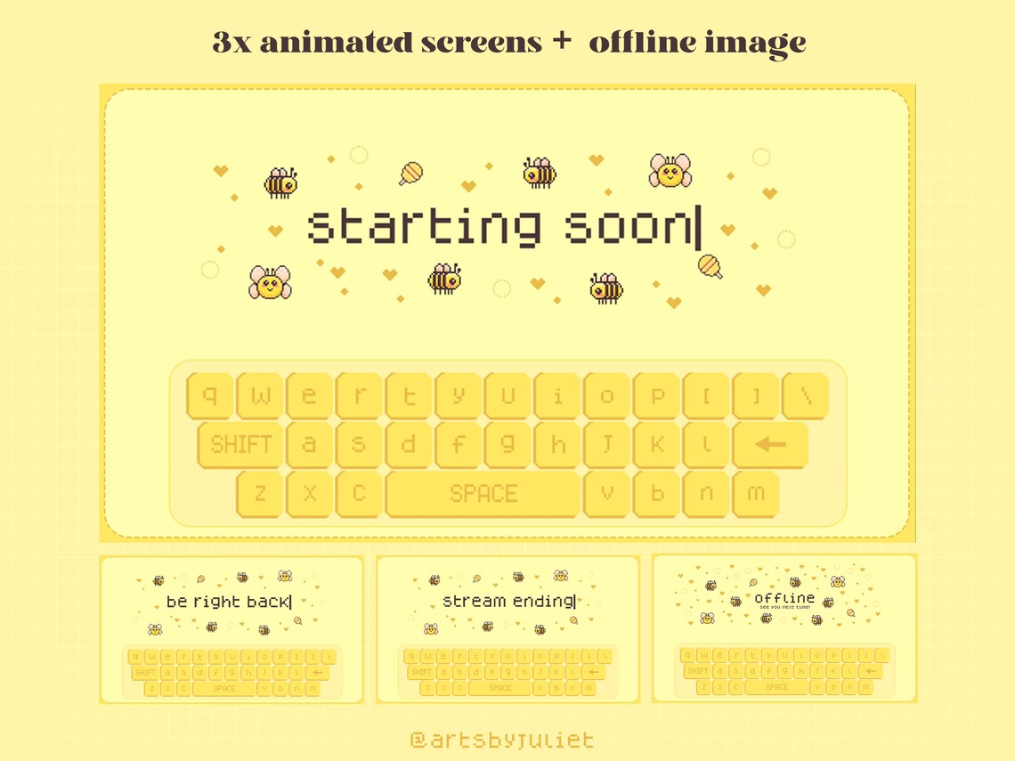 Animated Bee Stream Overlay Pack Overlays Scenes Just - Etsy UK
