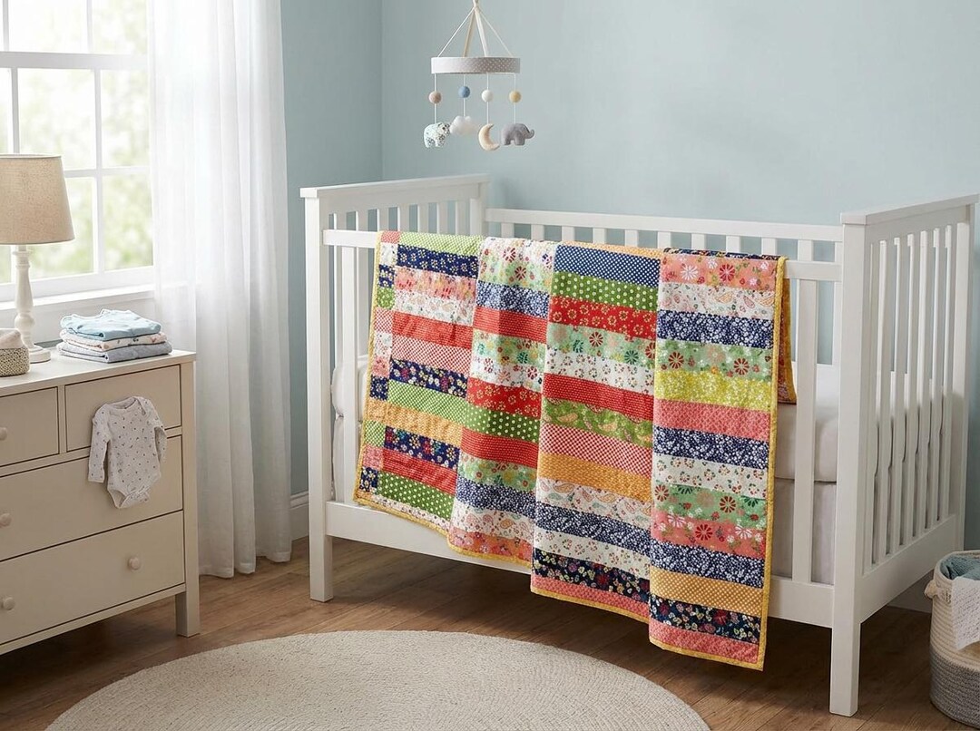 Handmade Floral Baby Quilt & Diaper Bag Set – Colorful Nursery Decor ...