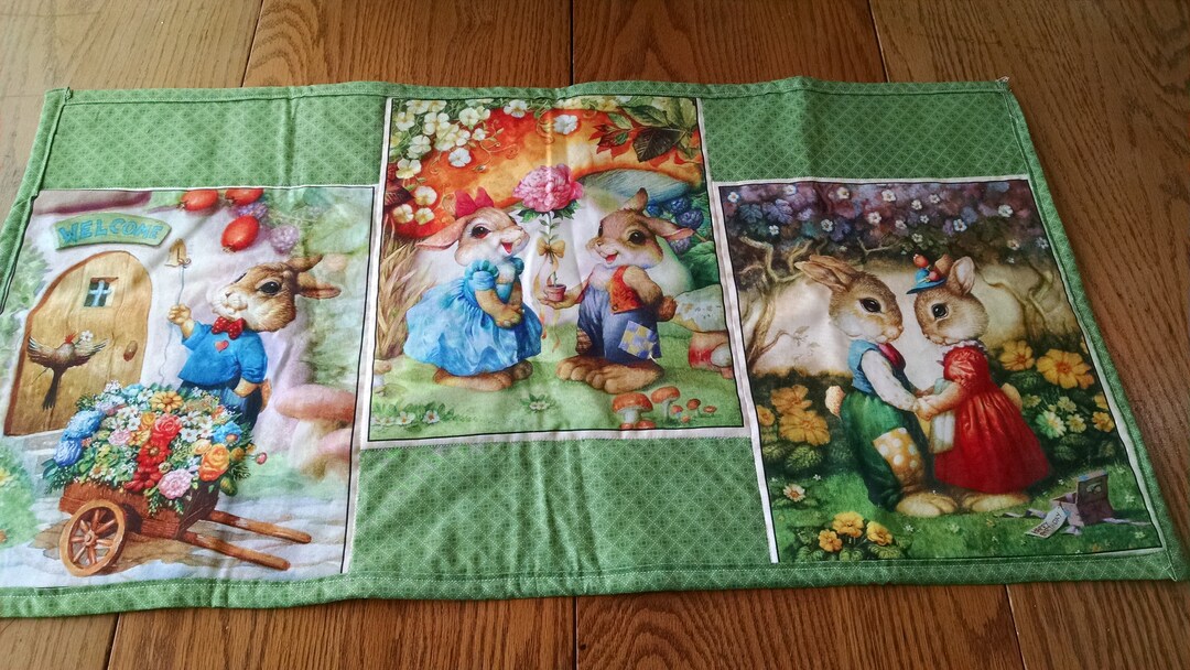 Double Sided Peter Rabbit Table Runner Center Piece Place Mats Kitchen ...
