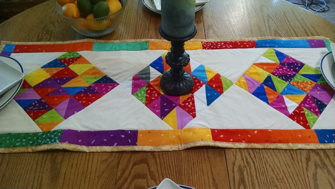 Rainbow Table Runner Multi-colored Home Decor Whimsical - Etsy