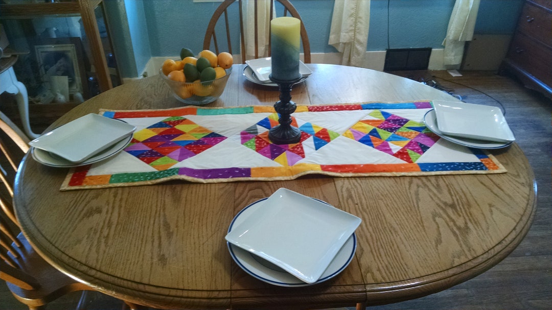 Rainbow Table Runner Multi-colored Home Decor Whimsical - Etsy