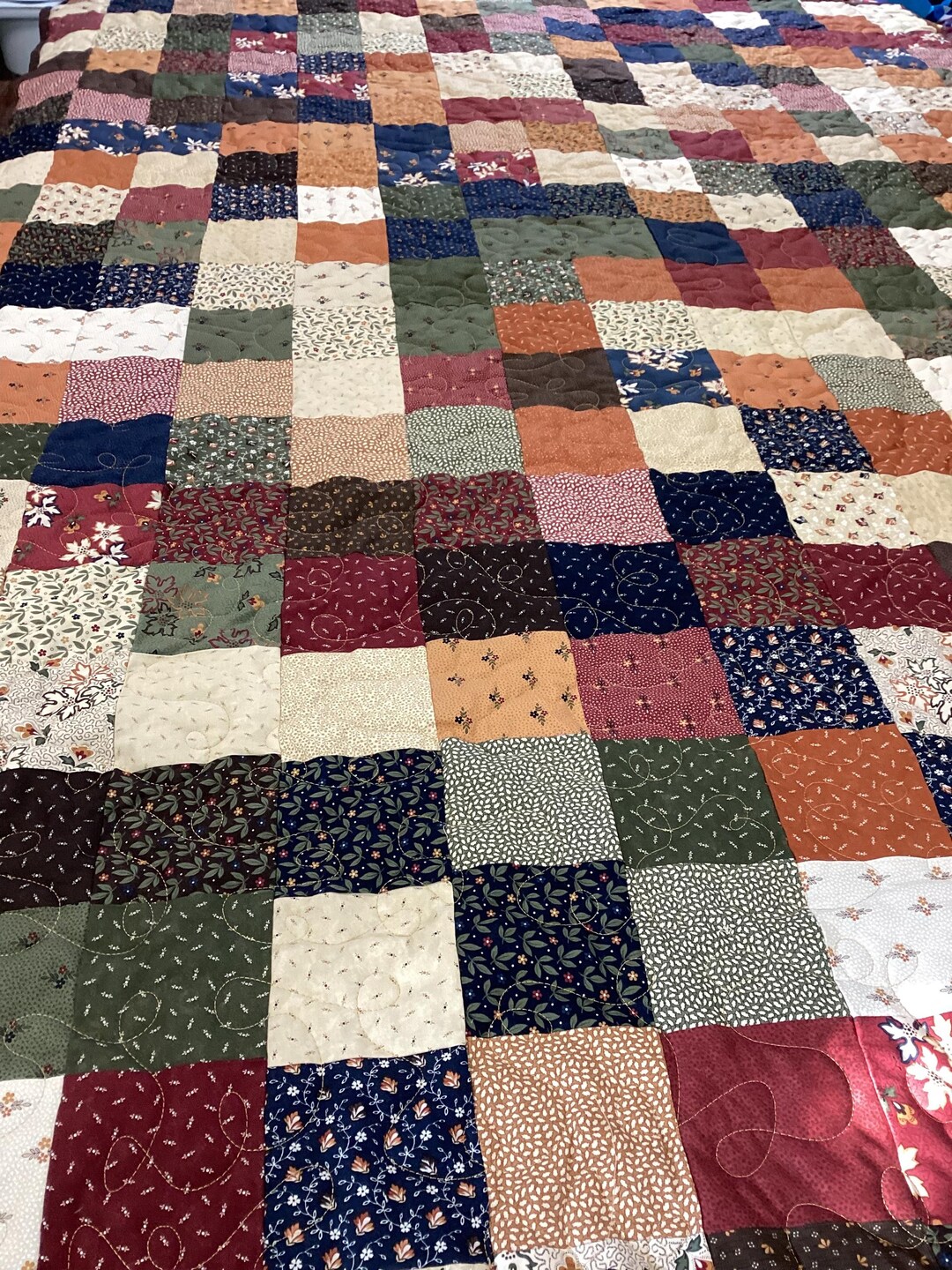 Handmade King-size Quilt in Earthy Brown Tones - Luxurious Cotton ...