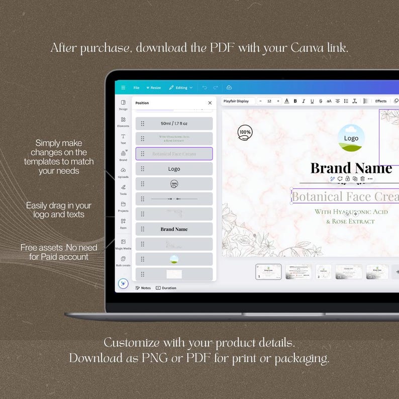 Editable Skincare Label Template | Cream Jar Label Design | Canva Round ...