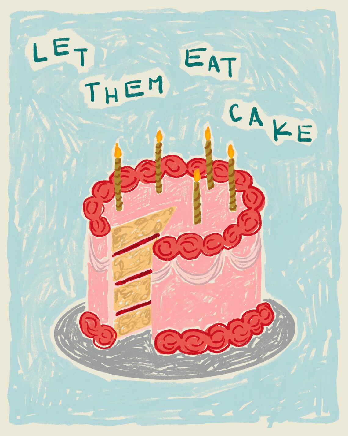 Let Them Eat Cake Hand Drawn Art Print (8x10 Scale) Digital Download - Etsy