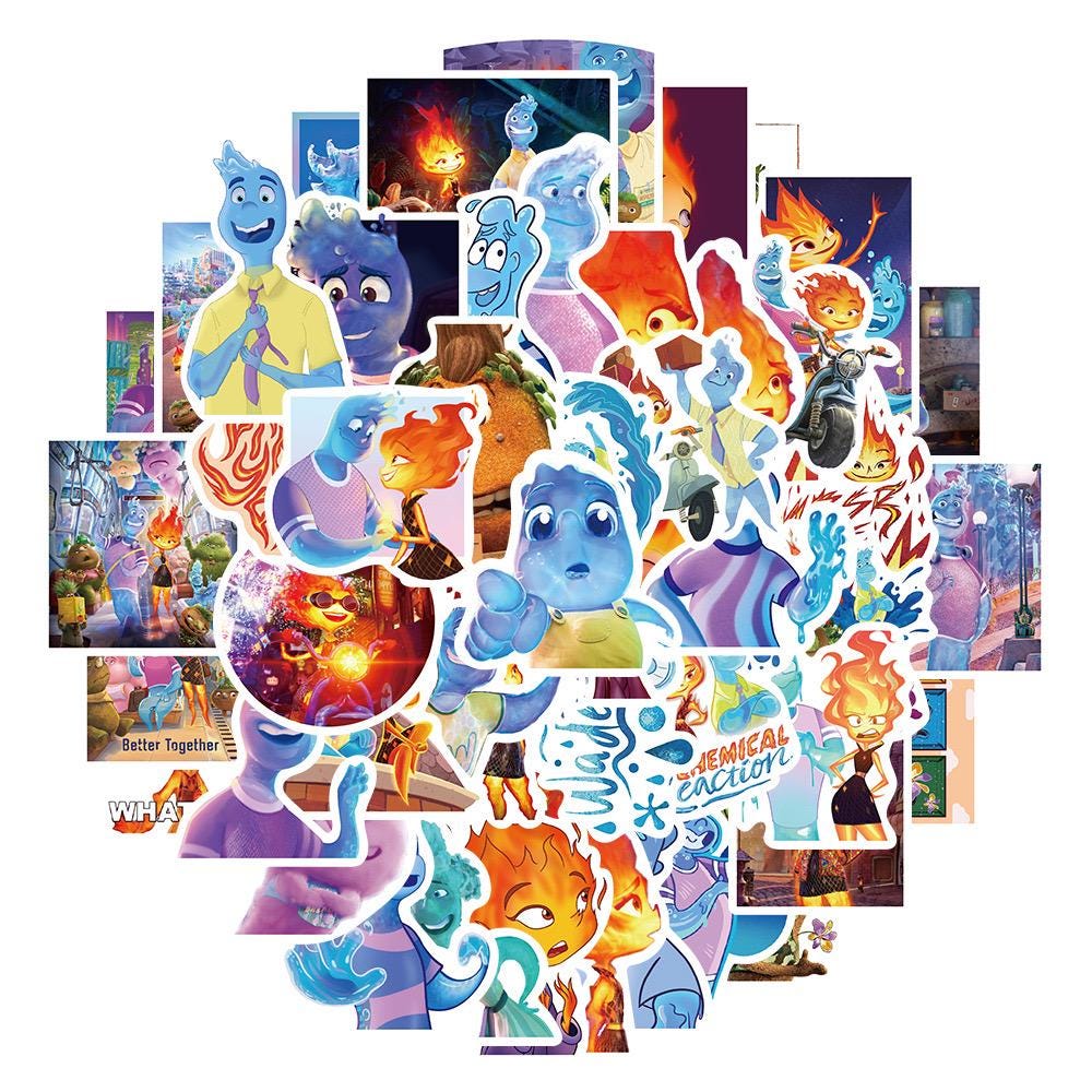 Cartoon Animation Elemental Stickers Pack: DIY Creative Waterproof ...