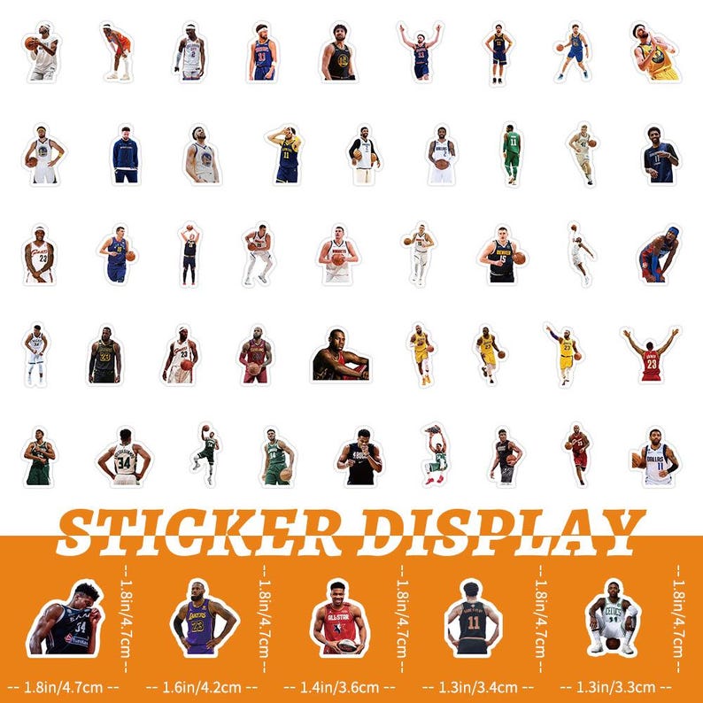 Basketball Superstar Stickers: 100 Pcs Vinyl Decals for Party Favors - Etsy