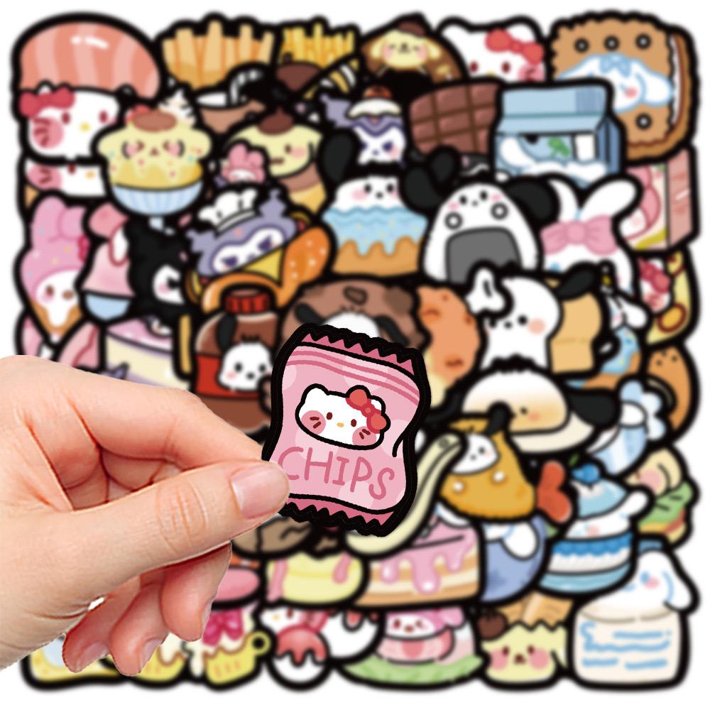 55pcs/set Anime Cartoon Food Stickers Pack,cute Cats Dogs Stickers，diy ...