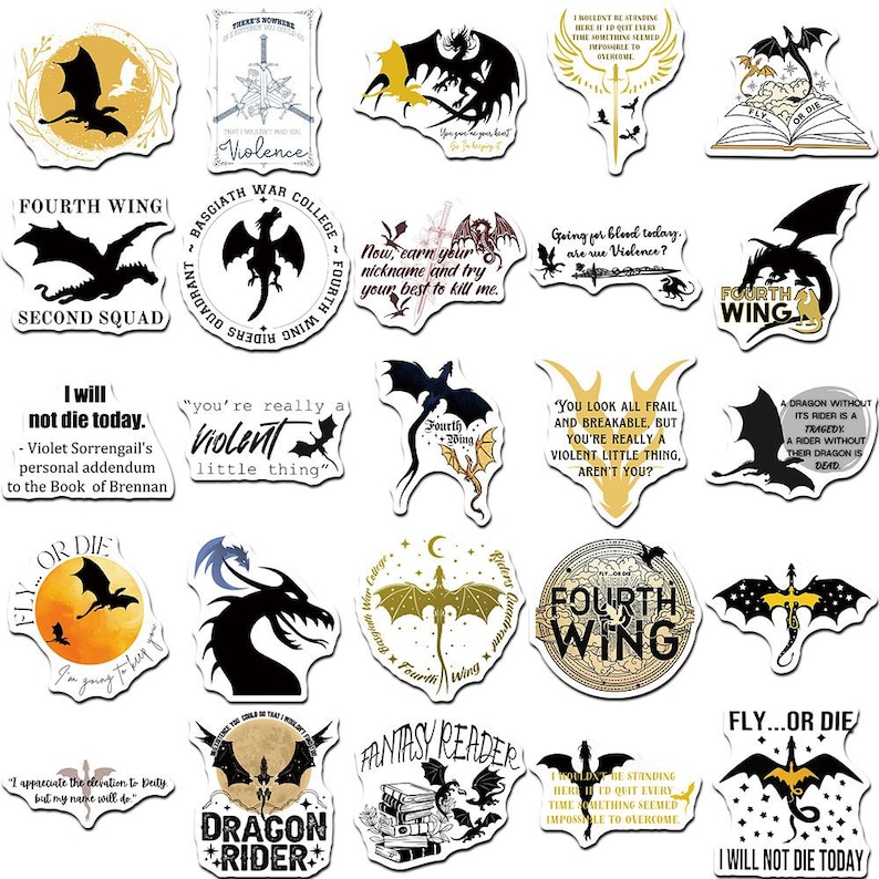 Cartoon Anime Fourth Wing Dragon Stickers: DIY Creative Waterproof ...