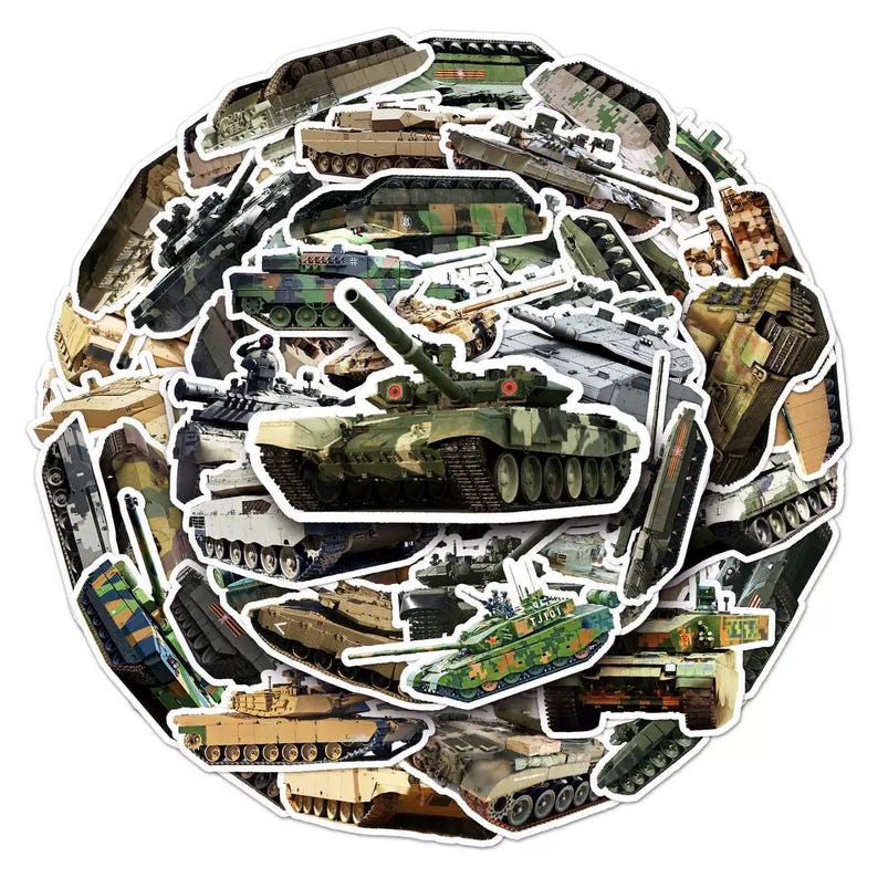Warplane Tank Warship Stickers Pack: DIY Creative Waterproof Vinyl ...