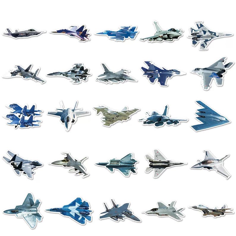 Warplane Tank Warship Stickers Pack: DIY Creative Waterproof Vinyl ...