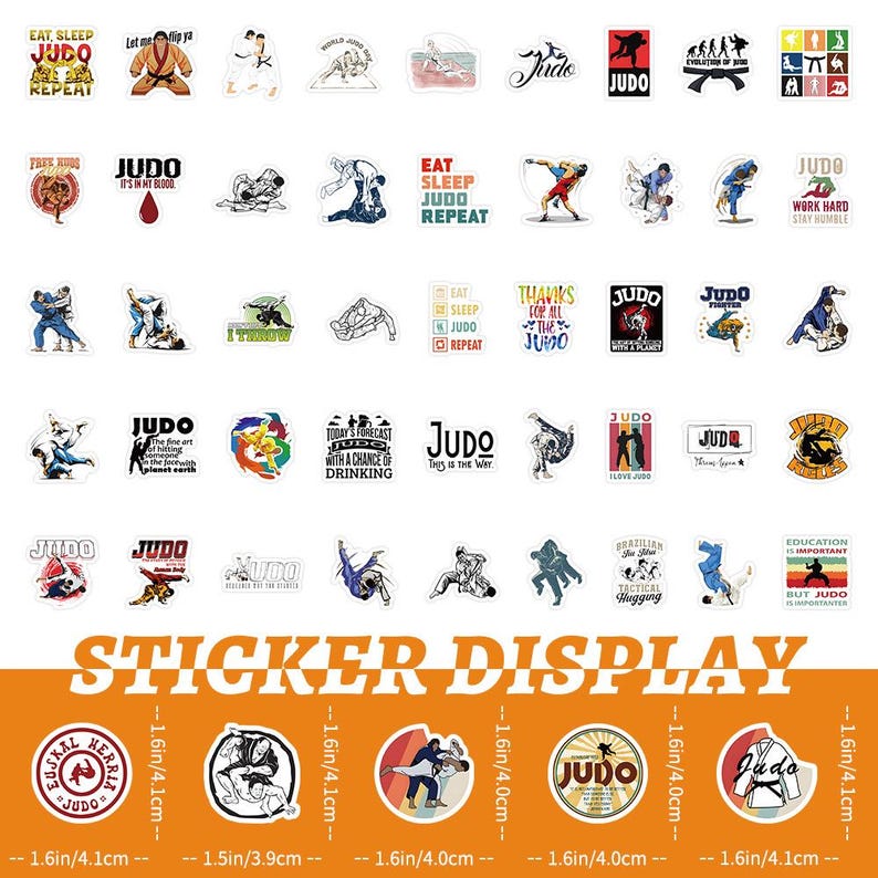 Judo Stickers Pack: DIY Creative Waterproof Vinyl Sports Decals（100pcs ...