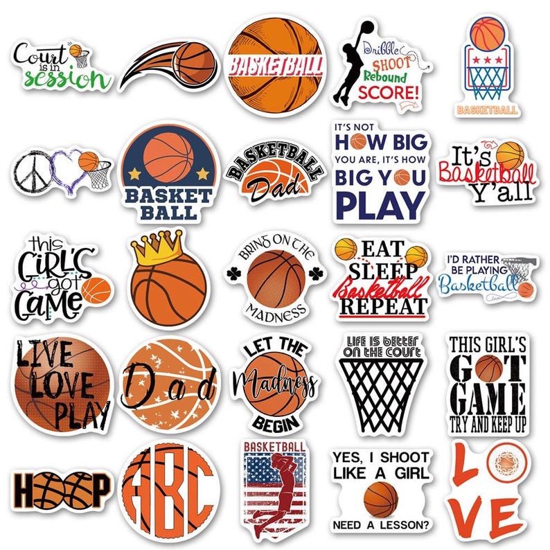 Basketball Stickers Pack:diy Creative Waterproof Vinyl Decals （50 ...