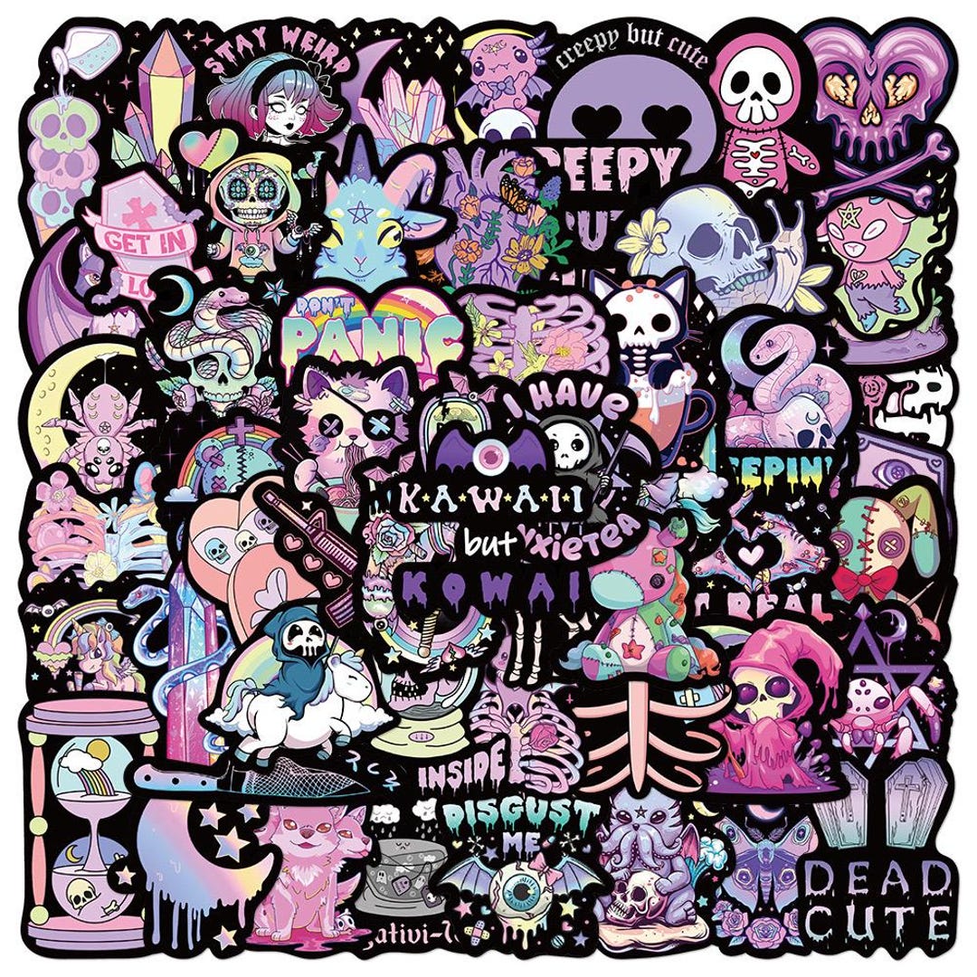 Gothic Horror Stickers: Mysterious Dark Style, Waterproof Vinyl (56 Pcs ...