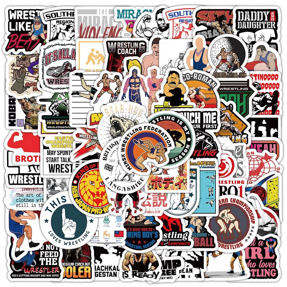 100pcs/set Wrestling Stickers Pack,wrestling Sports Stickers,wrestling ...